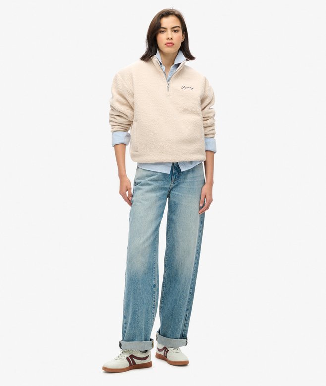 Dames Country Club jas met borgvoering en korte rits in off grey ...