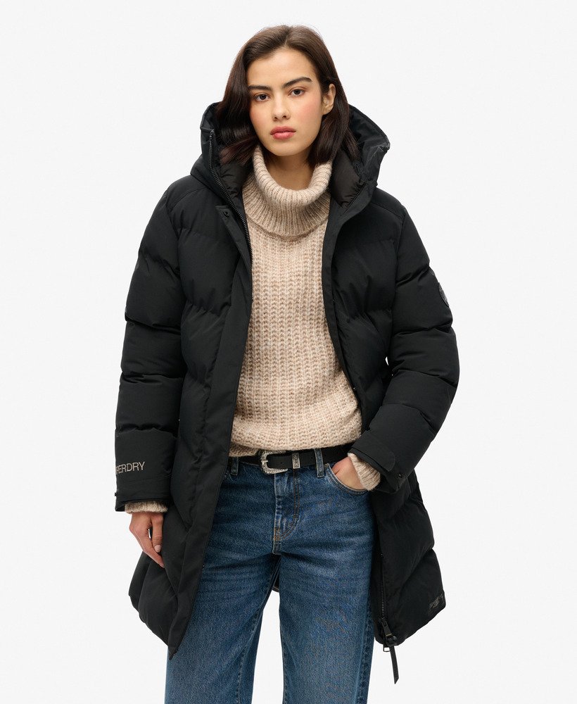 womens City Mid Length Padded Jacket in Black | Superdry US