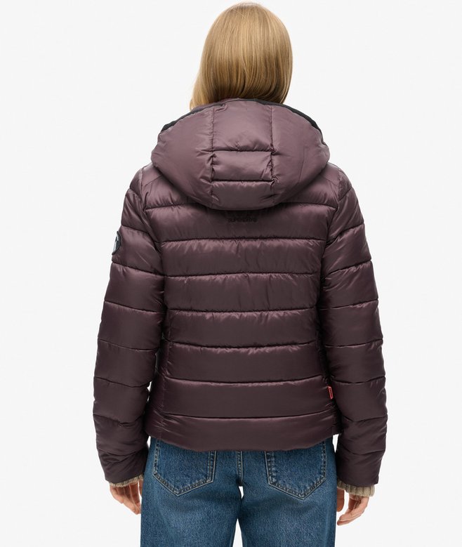 womens Hooded Fuji Quilted Padded Jacket in Smoky Aubergine Purple ...
