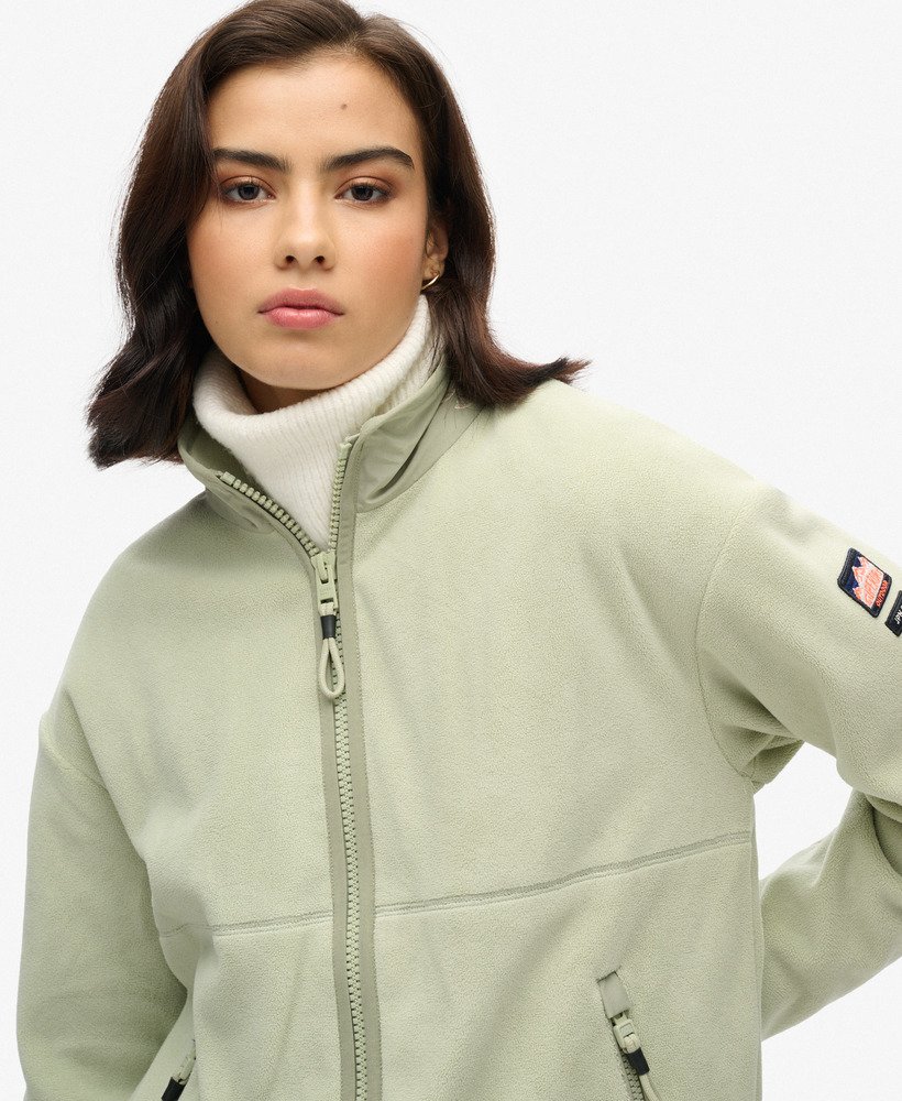 Dames Active fleece met volledige rits in dusty sage | Superdry NL