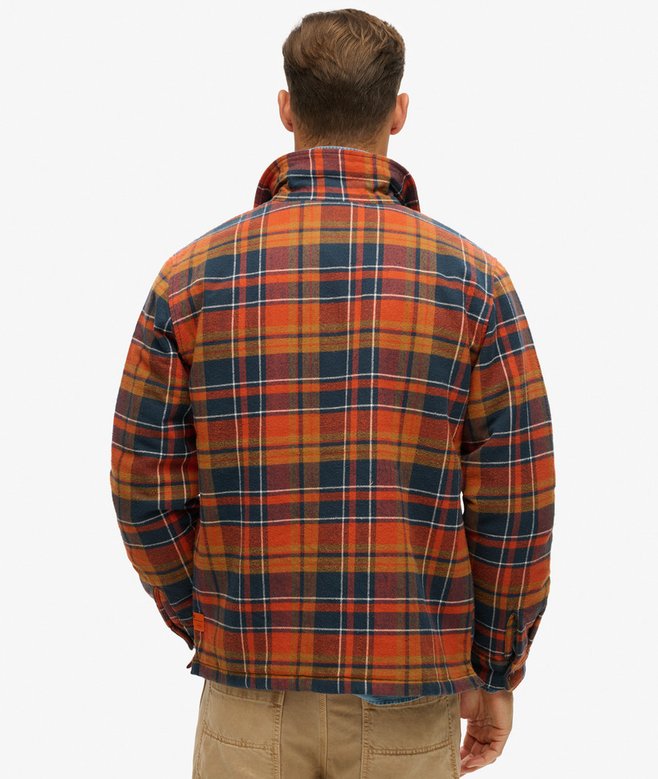 mens Surplus Check Quilt Overshirt in Navy Gold Check | Superdry UK