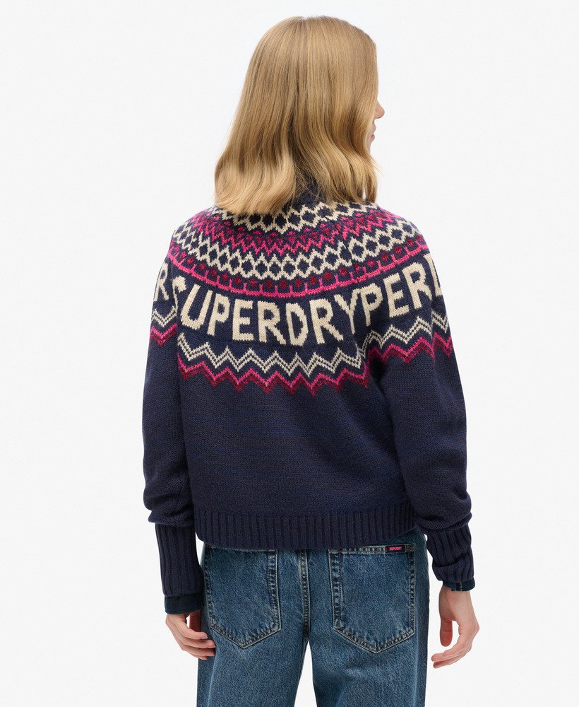 womens Fairisle Branded Jumper in Island Navy Multi | Superdry UK