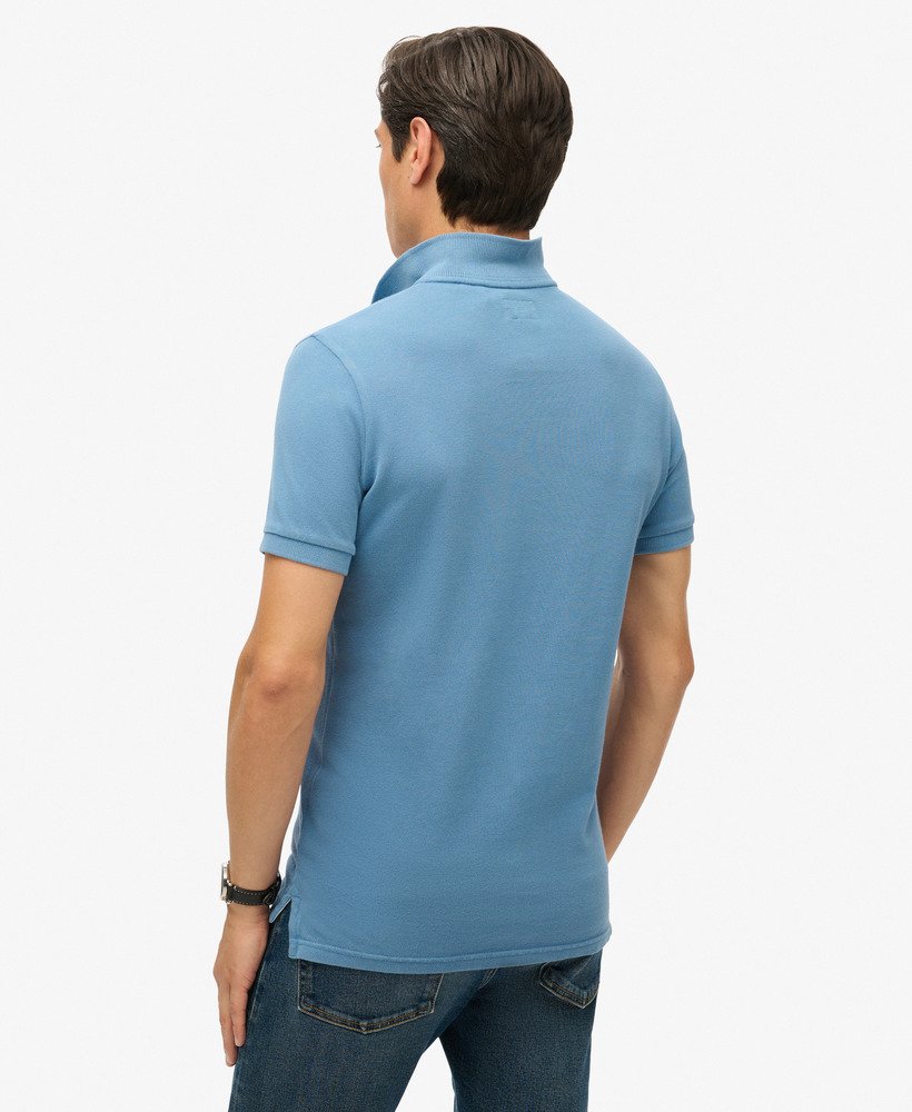 mens Destroyed Polo Shirt in Heraldic Blue | Superdry UK
