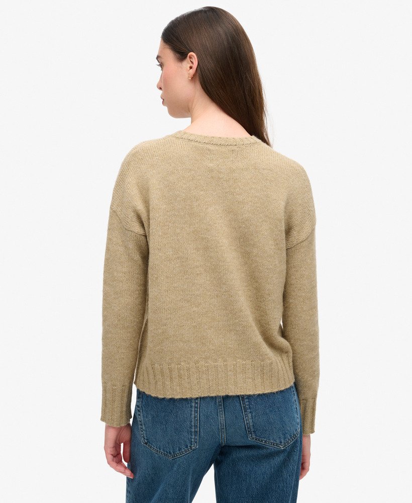 womens Essential Crew Neck Jumper in Fudge Brown | Superdry UK