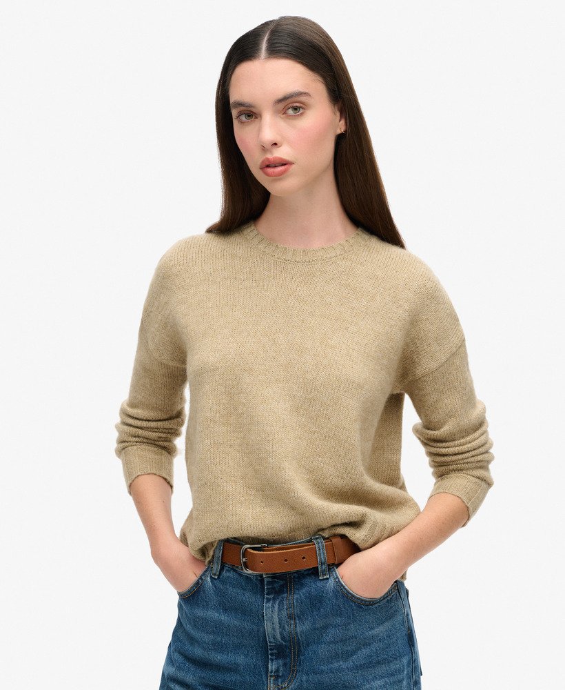 womens Essential Crew Neck Jumper in Fudge Brown | Superdry UK