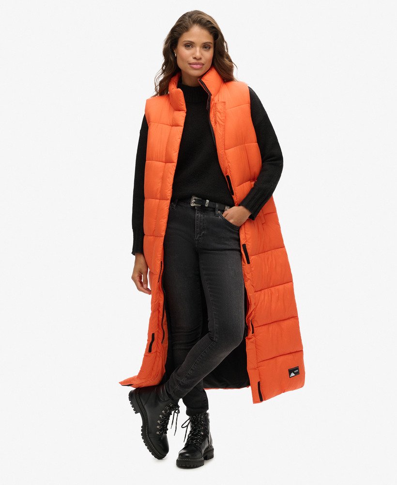 womens Ripstop Longline Puffer Gilet in Pelican | Superdry UK