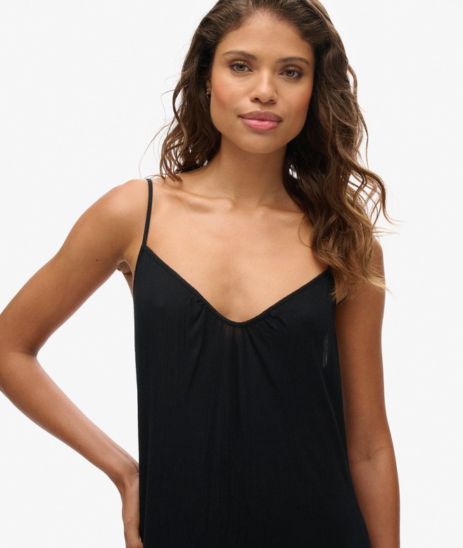 womens Long Cami Dress in JET BLACK | Superdry UK
