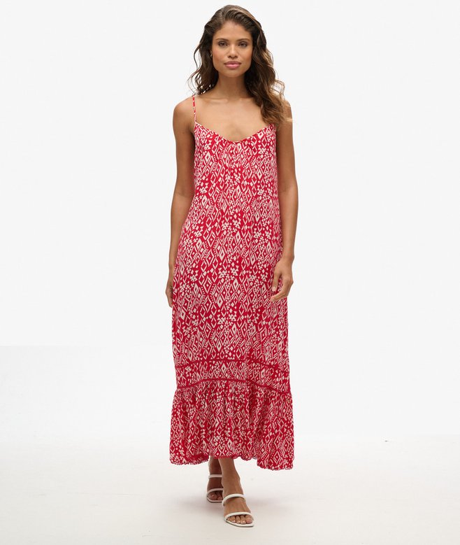 womens Long Cami Dress in Boho Red | Superdry UK