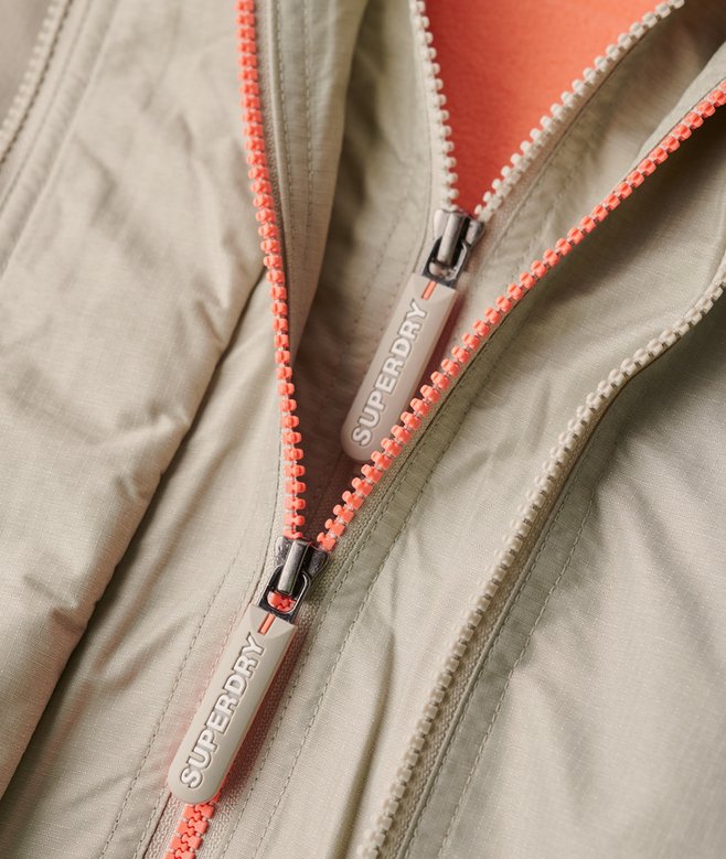 womens Pop Zip Hooded Arctic SD-Windcheater Jacket in Willow Grey Grid ...