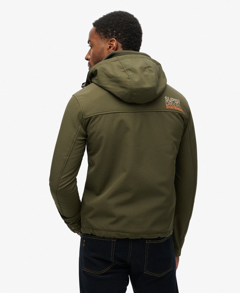 mens Hooded Soft Shell Trekker Jacket in Army Khaki | Superdry US