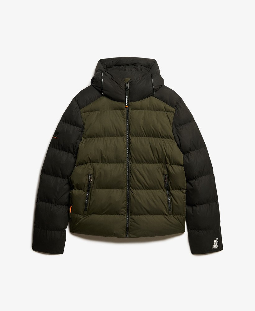 mens Hood Colour Block Sport Puffer in Black Colourblock | Superdry UK