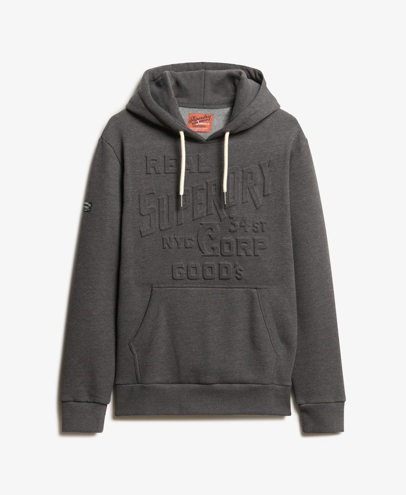 mens Embossed Logo Graphic Hoodie in Graphite Dark Grey Marl | Superdry UK