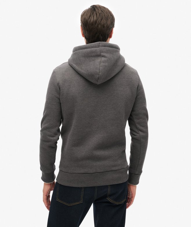 mens Embossed Logo Graphic Hoodie in Graphite Dark Grey Marl | Superdry UK