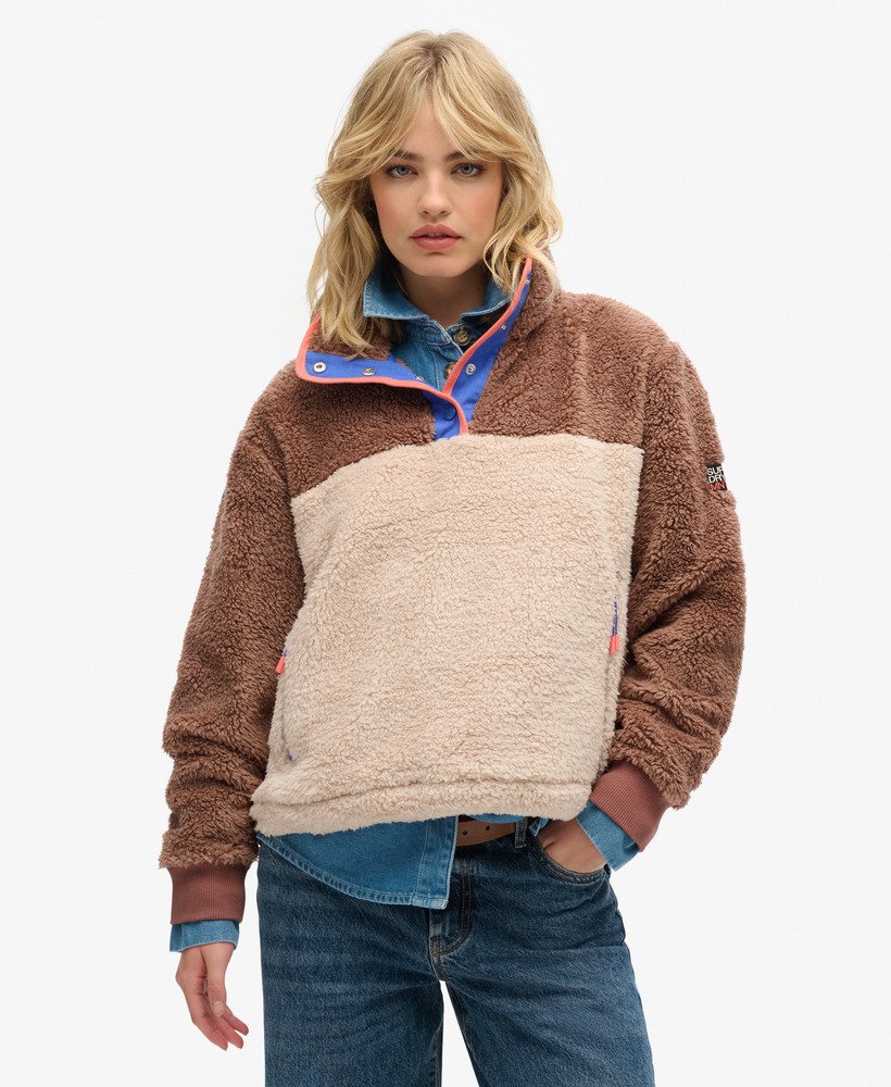 womens Super Soft Mash Up Teddy Fleece in Nutmeg Spice Brown | Superdry UK