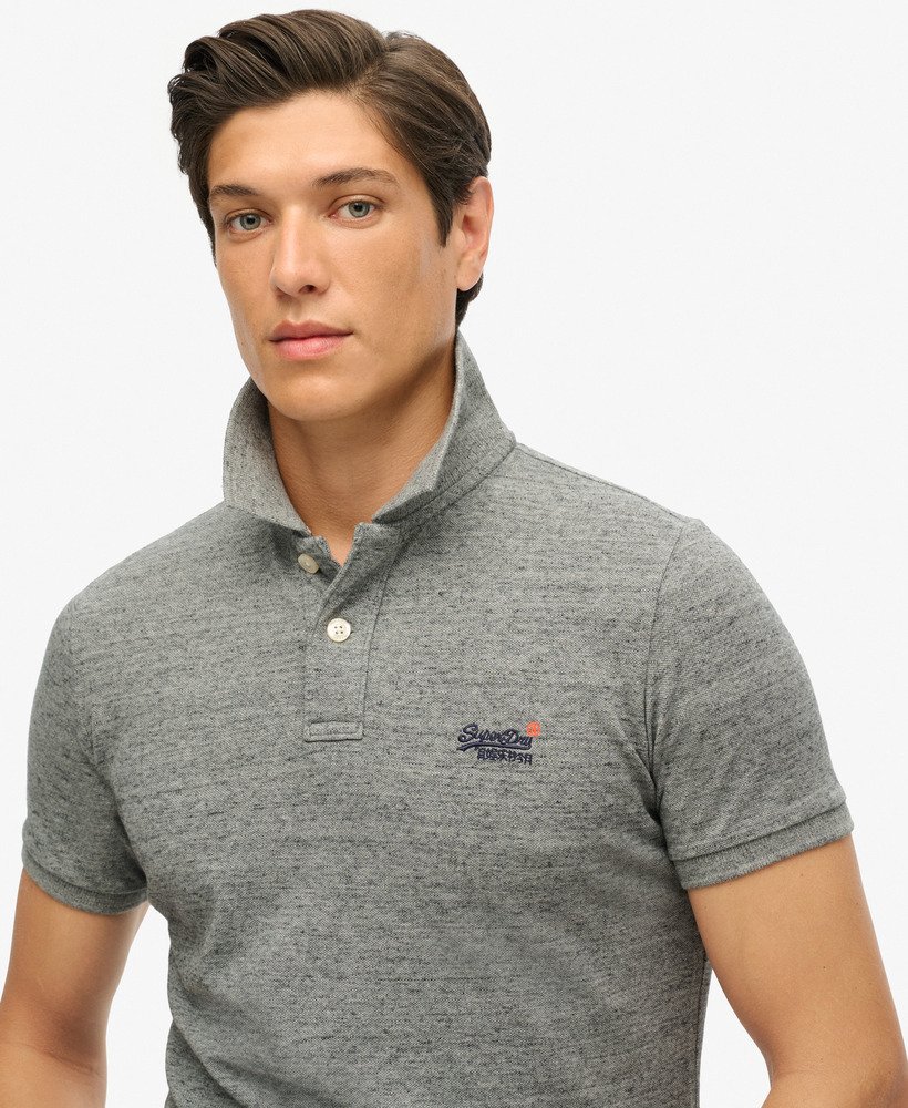 mens Organic Cotton Essential Classic Fit Pique Polo in Flint Steel ...