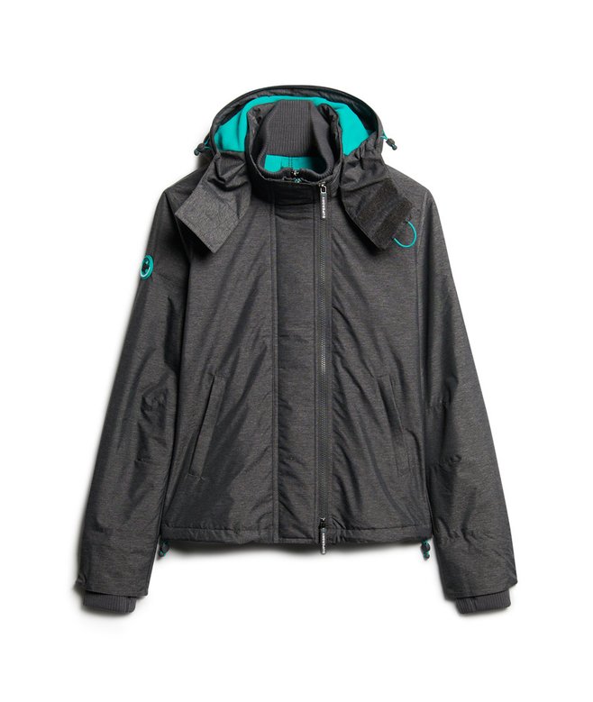 womens Pop Zip Hooded Arctic SD-Windcheater Jacket in Mid Charcoal Marl ...