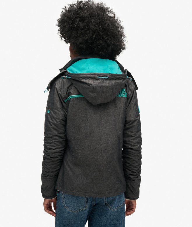 womens Pop Zip Hooded Arctic SD-Windcheater Jacket in Mid Charcoal Marl ...