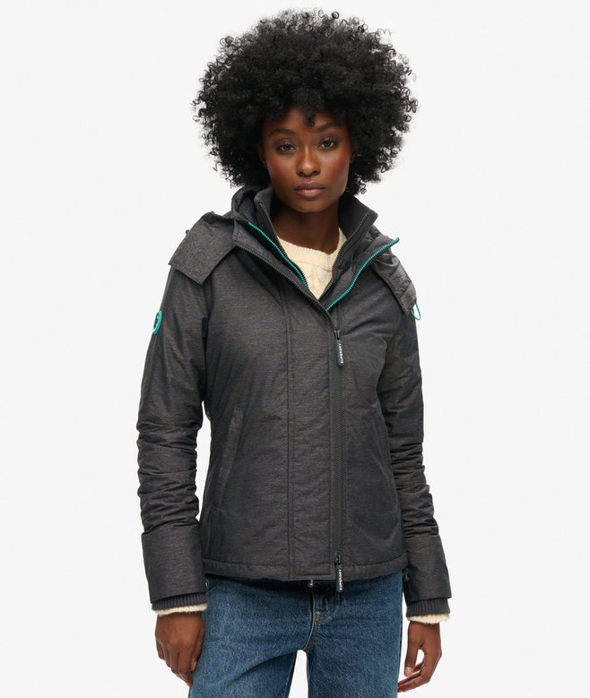 womens Pop Zip Hooded Arctic SD-Windcheater Jacket in Mid Charcoal Marl ...