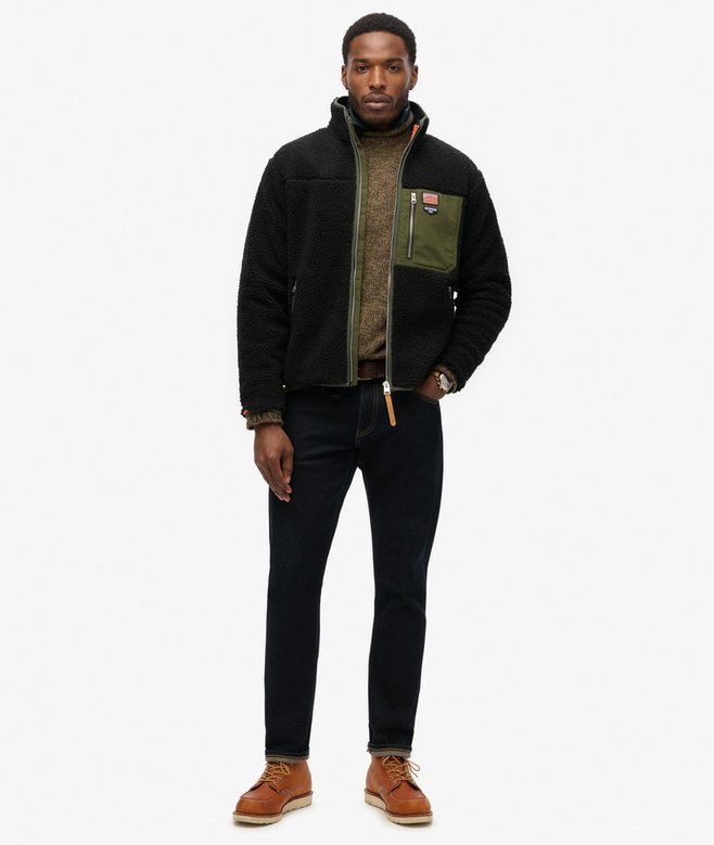 mens Vintage Retro Borg Fleece Jacket in Black | Superdry UK