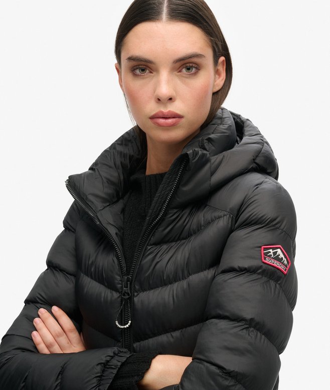 womens Hooded Fuji Padded Jacket in Black | Superdry US
