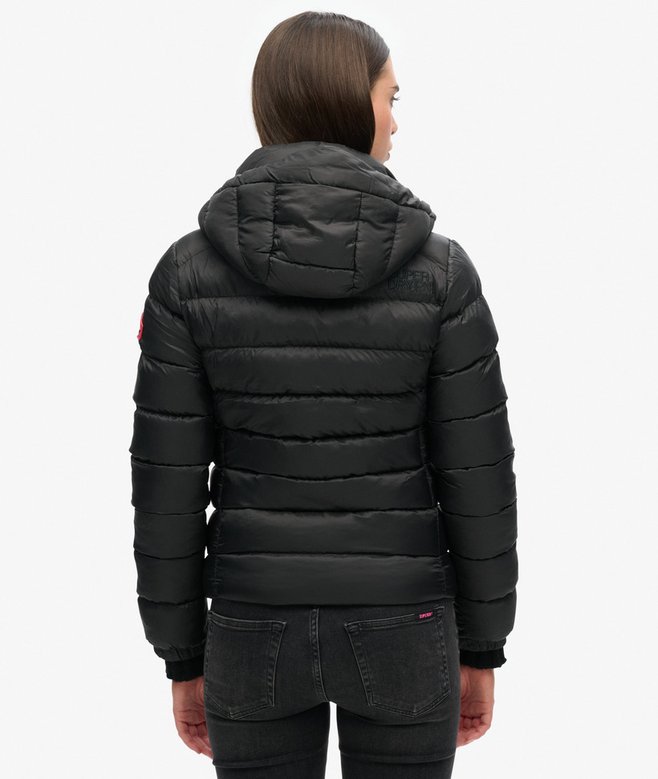 womens Hooded Fuji Padded Jacket in Black | Superdry US