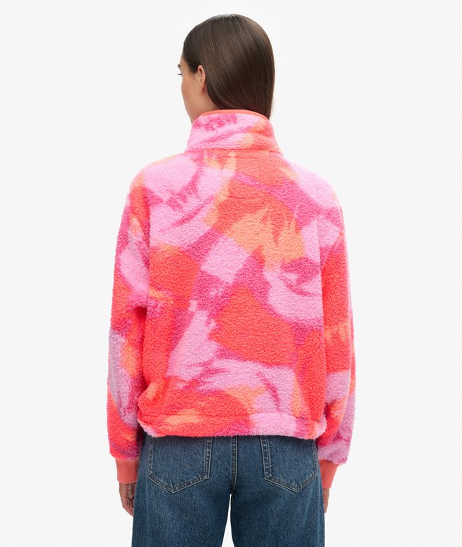 womens Super Soft Printed Teddy Fleece in Brush Camo Coral | Superdry UK
