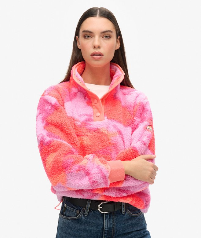 womens Super Soft Printed Teddy Fleece in Brush Camo Coral | Superdry UK