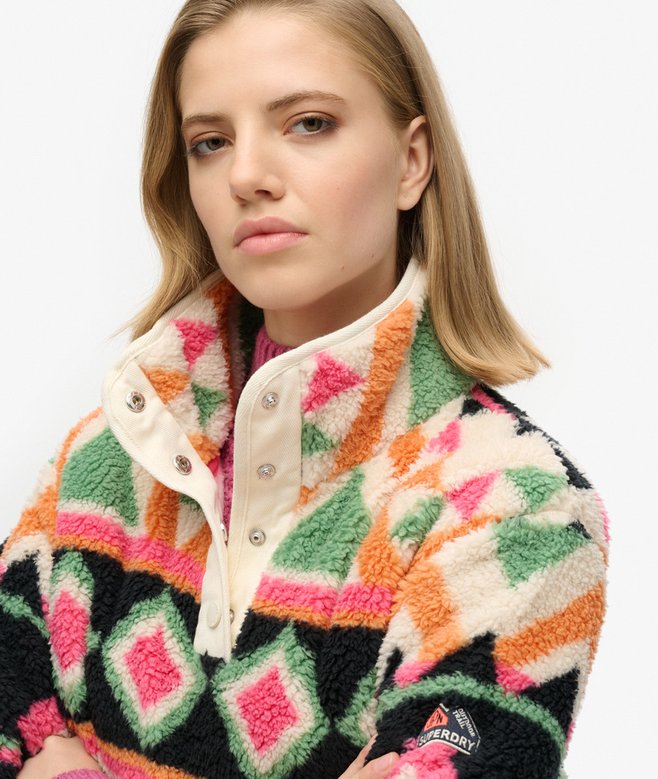 womens Super Soft Printed Teddy Fleece in Cream Terry Print | Superdry UK