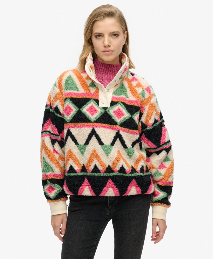 womens Super Soft Printed Teddy Fleece in Cream Terry Print | Superdry US