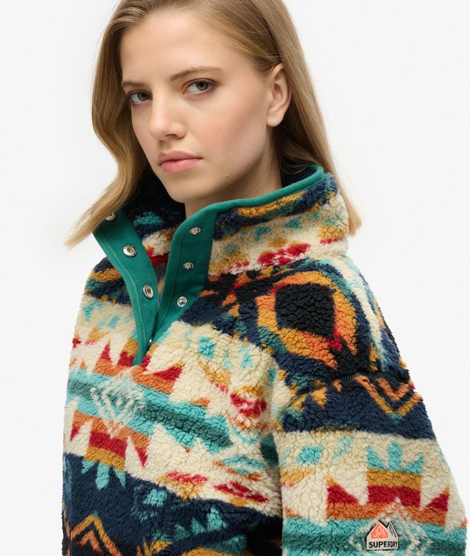 womens Super Soft Printed Teddy Fleece in Nava Quilt Print | Superdry UK