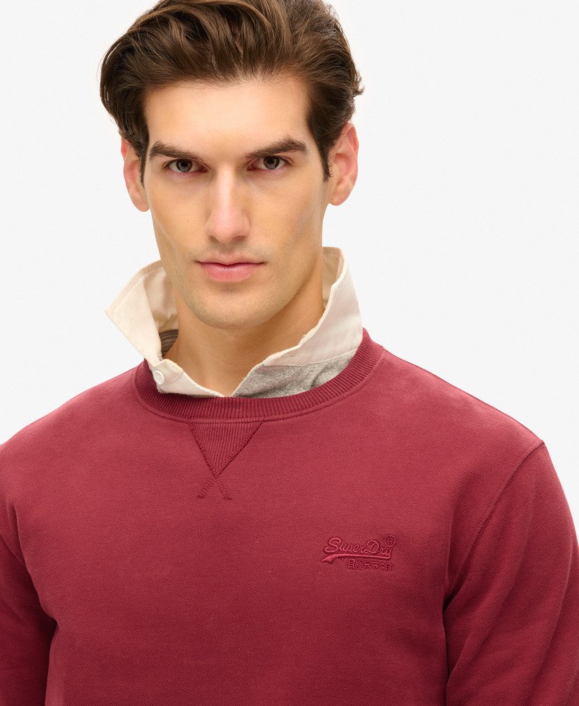 mens Essential Logo Crew Sweatshirt in Rich Burgundy | Superdry UK