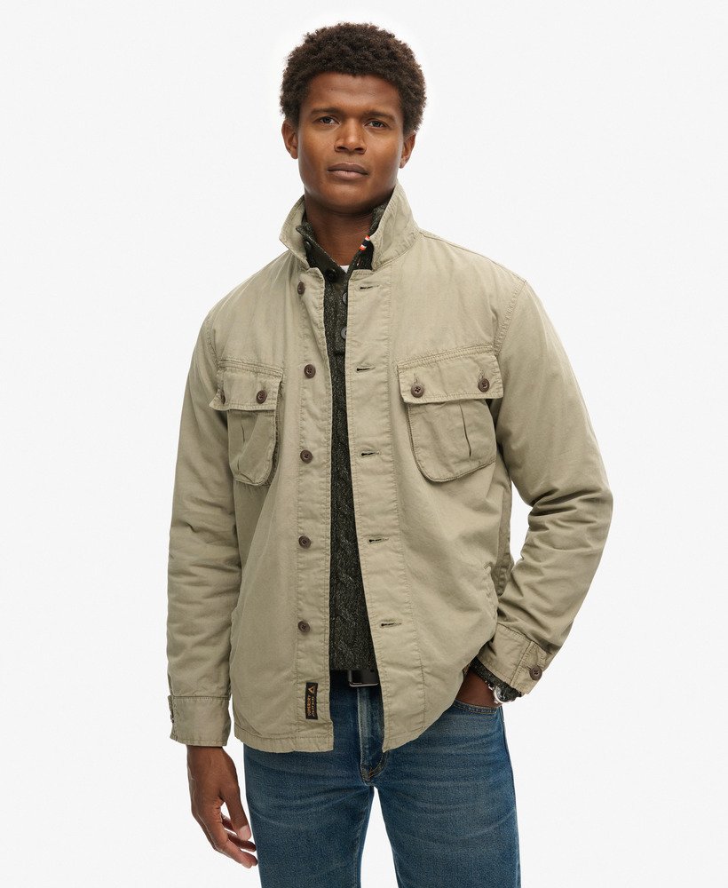 mens Military Overshirt Jacket in Light Khaki Green | Superdry UK