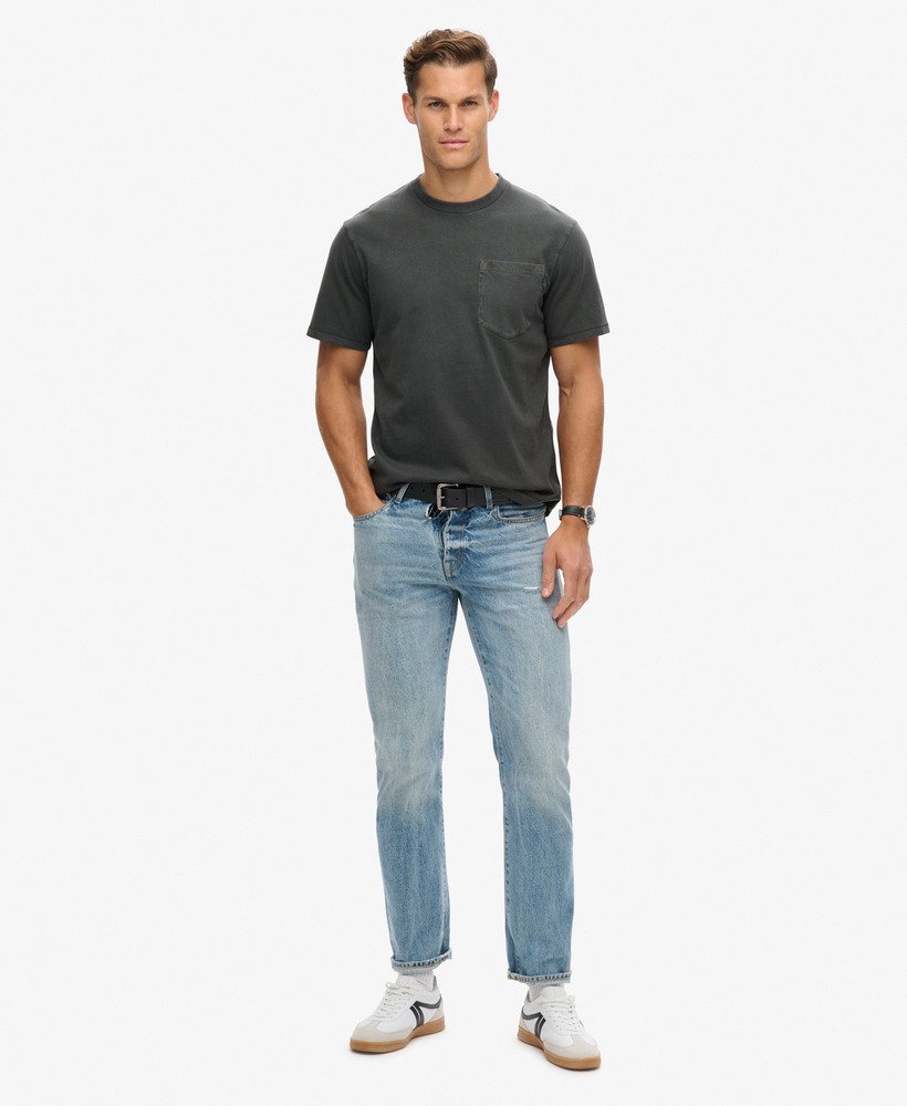 mens Contrast Stitch Pocket T-Shirt in Washed Black | Superdry UK