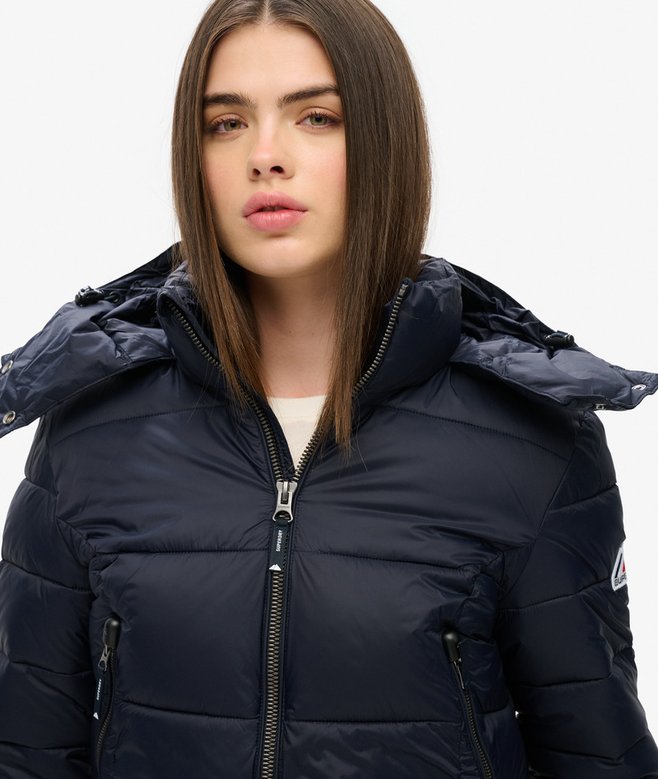 womens Crop Hooded Fuji Jacket in Eclipse Navy | Superdry UK