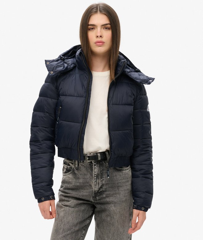 womens Crop Hooded Fuji Jacket in Eclipse Navy | Superdry UK