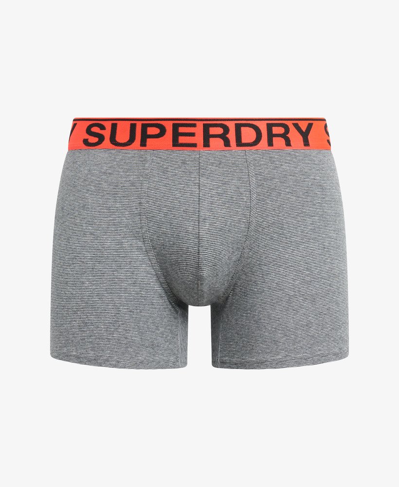mens Organic Cotton Boxer Double Pack in Black/Black Mid Grey Stripe ...