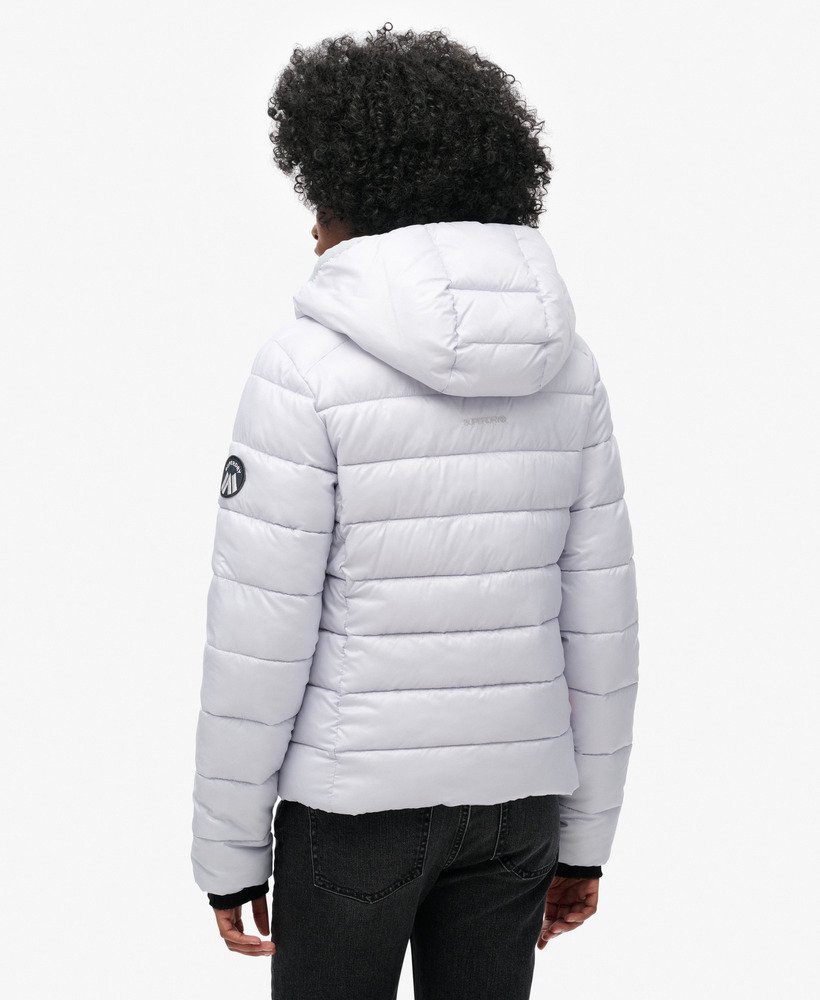 womens Hooded Fuji Quilted Padded Jacket in Iced Purple | Superdry UK