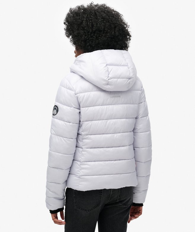 womens Hooded Fuji Quilted Padded Jacket in Iced Purple | Superdry UK