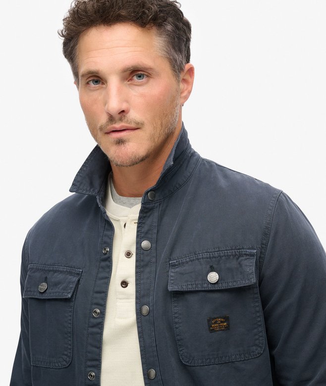 mens Organic Cotton Canvas Workwear Overshirt in MIDNIGHT NAVY ...