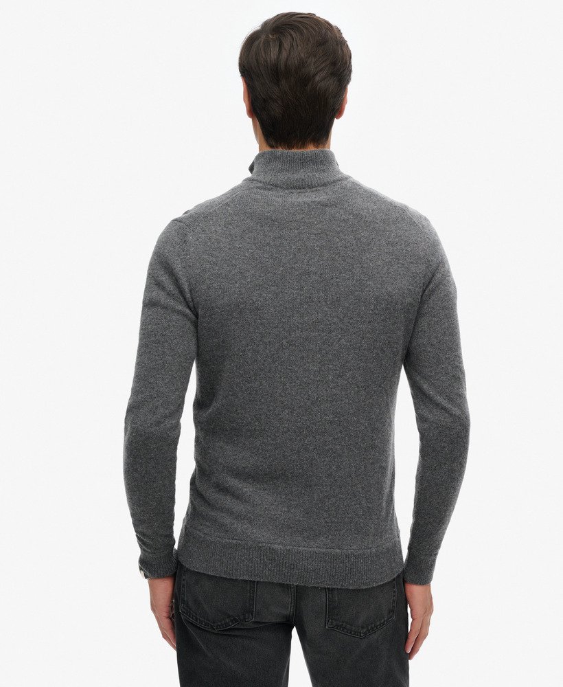 mens Essential Embroidered Knit Half Zip Jumper in Gull Grey Marl ...