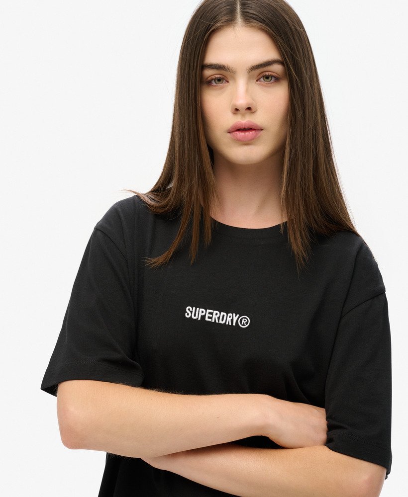 womens Oversized Micro Logo Graphic T-Shirt in Black | Superdry UK