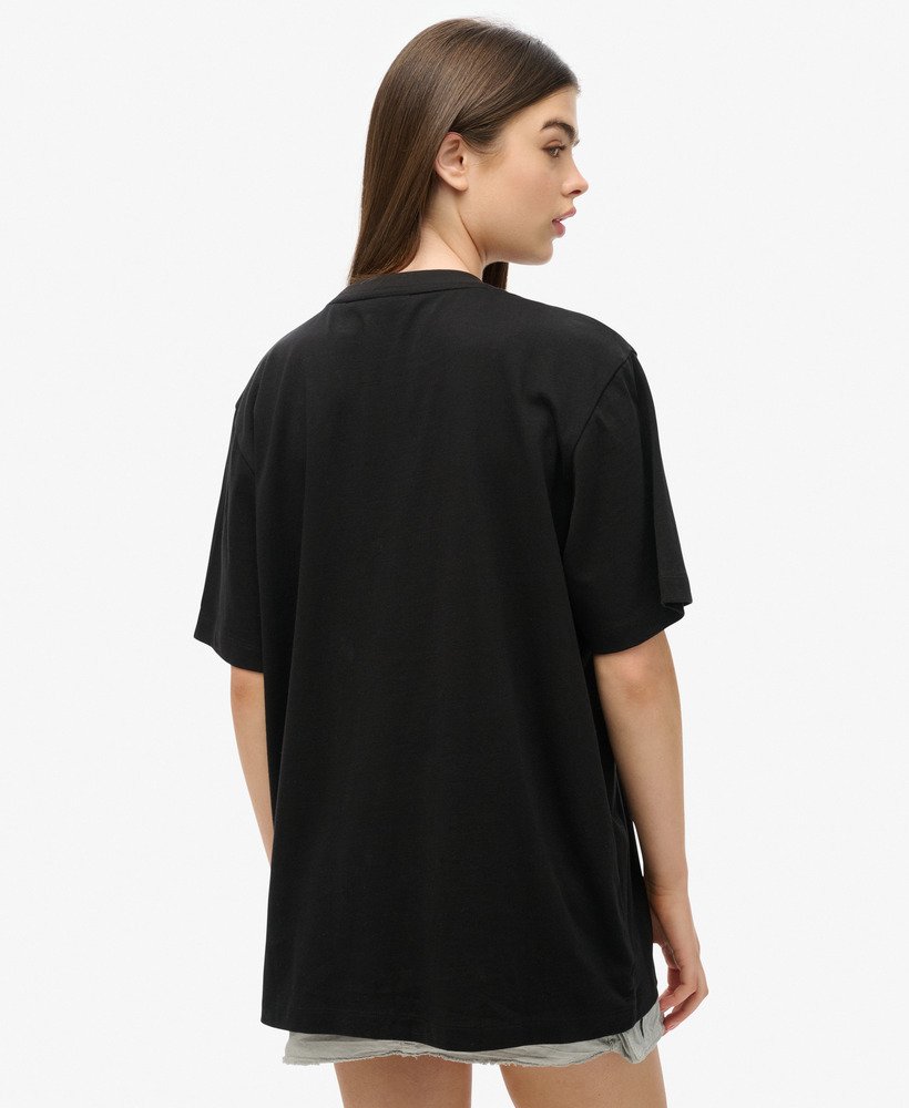 womens Oversized Micro Logo Graphic T-Shirt in Black | Superdry UK