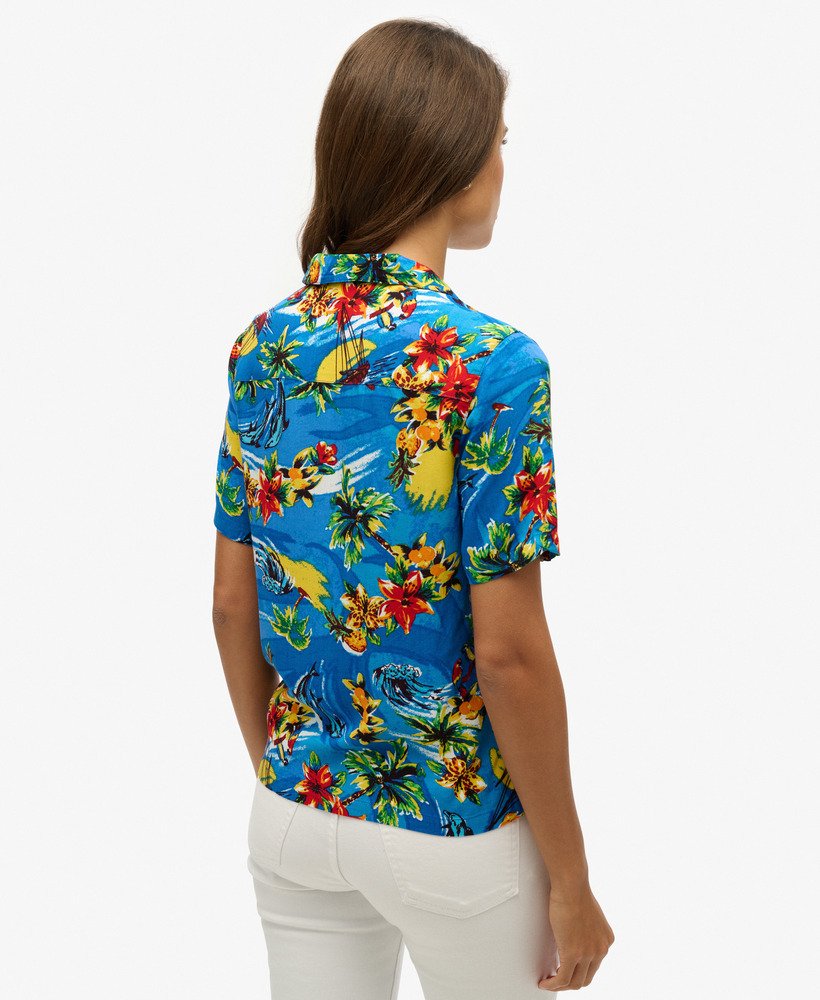 womens Beach Resort Shirt in Blue Dolphin Ocean | Superdry UK