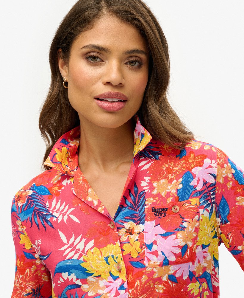 womens Beach Resort Shirt in Pink Anemone | Superdry US