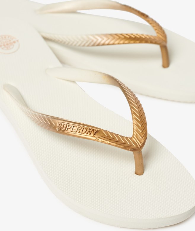 womens Core Metallic Flip Flops in OFF WHITE | Superdry UK