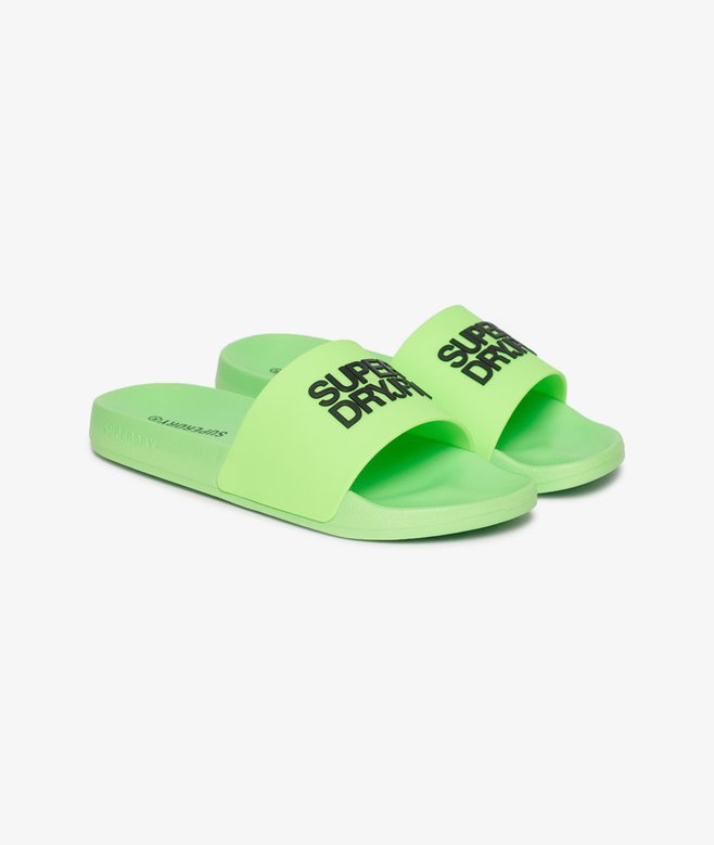 mens Sportswear Logo Pool Sliders in NEON GREEN | Superdry UK