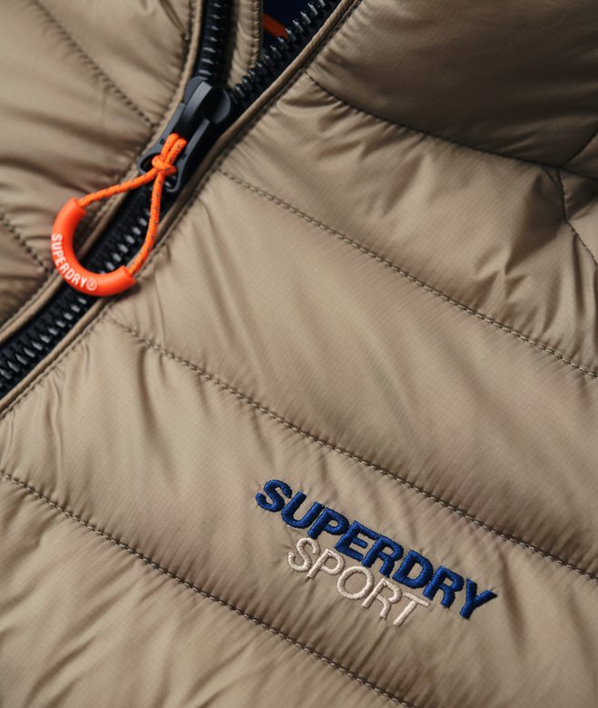 mens Hooded Fuji Padded Jacket in Deep Beige Slub | Superdry UK