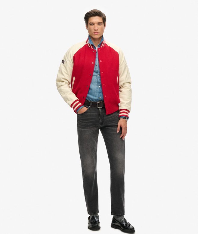 mens College Varsity Bomber Jacket in VARSITY RED | Superdry UK