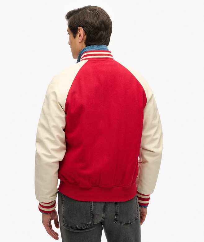 mens College Varsity Bomber Jacket in VARSITY RED | Superdry UK