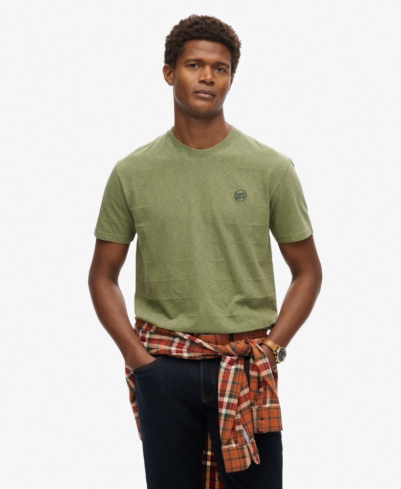 mens Organic Cotton Vintage Texture T-Shirt in Olive Khaki | Superdry UK